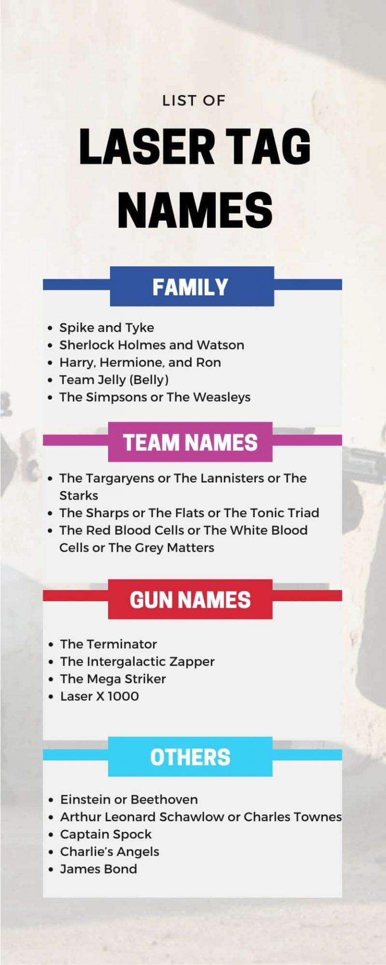 Cool Laser Tag Names 30 Funny Code Names For Your Team